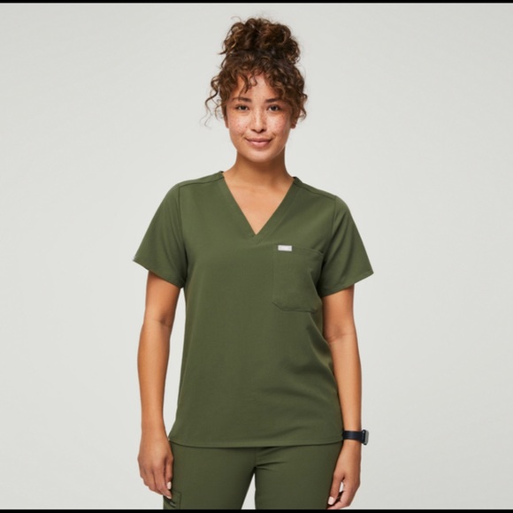 Figs | Tops | Dark Olive Figs Catarina Scrub Top | Poshmark